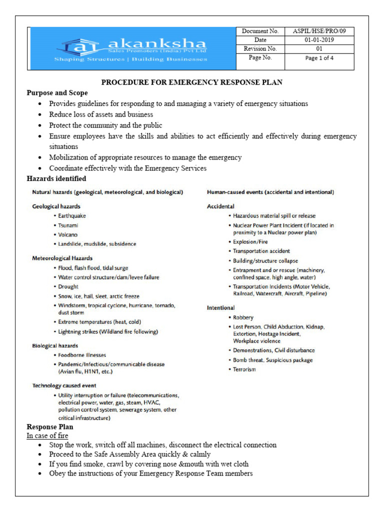 9 Emergency Responce Plan | Download Free PDF | Emergency | Emergency ...