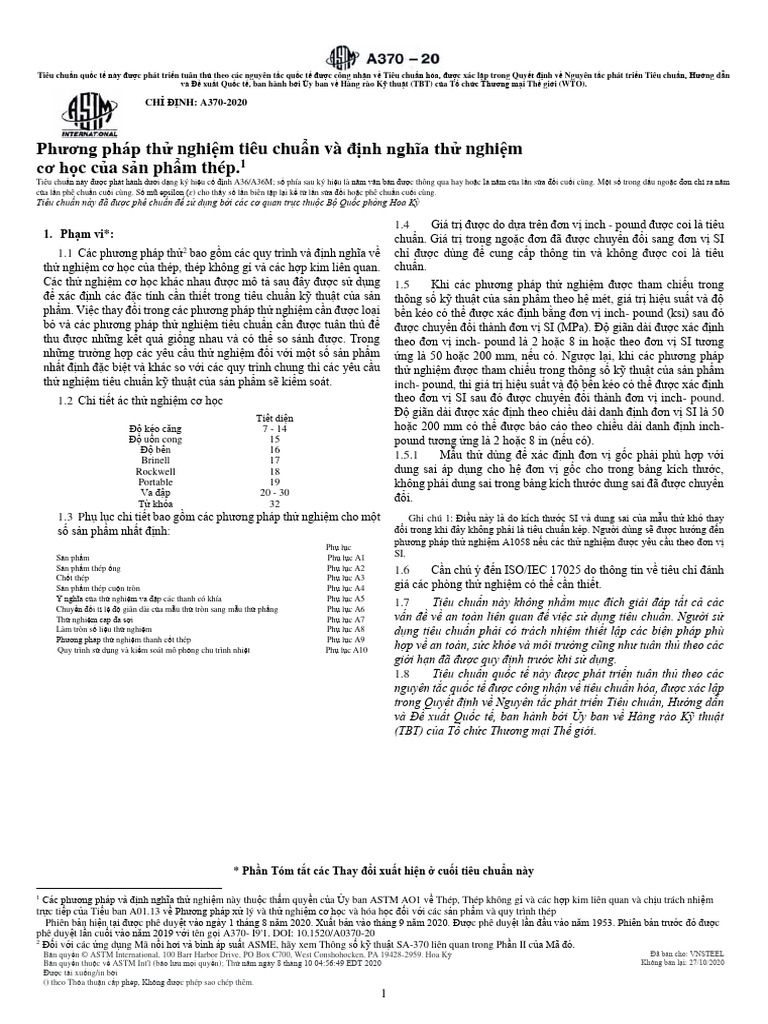 2. Tieu Chuan Astm a370-2020 - bản Dịch Vn Đã Check 01 | PDF