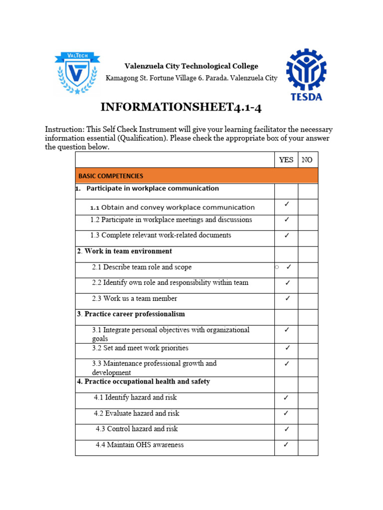 Assessment Checklist NC2 Artates | Download Free PDF | Electrical ...