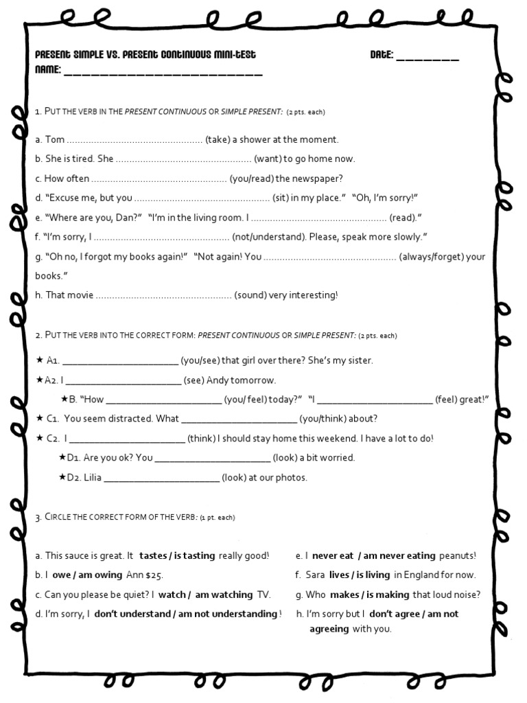 Ex. present simple or continuous 2 | PDF