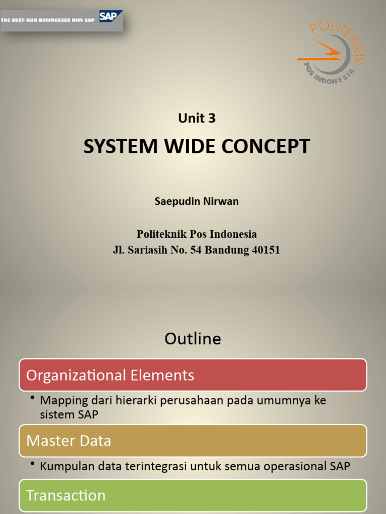 Sap01 Unit 3 - System Wide Concepts | PDF | Bisnis