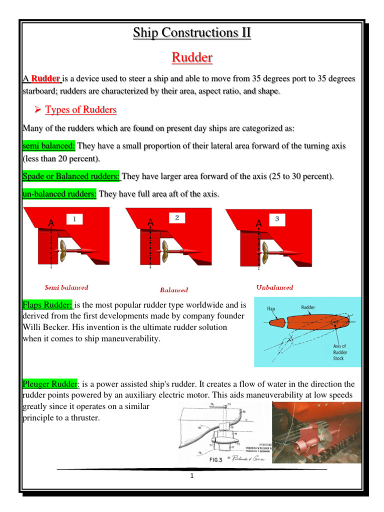 Ship Constructions II (Rudder) | PDF | Rudder | Propeller