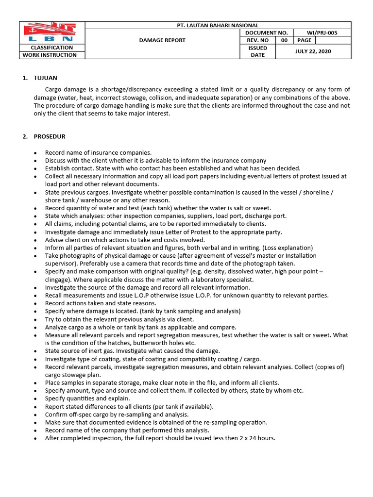 5 - Cargo Damage Report | PDF