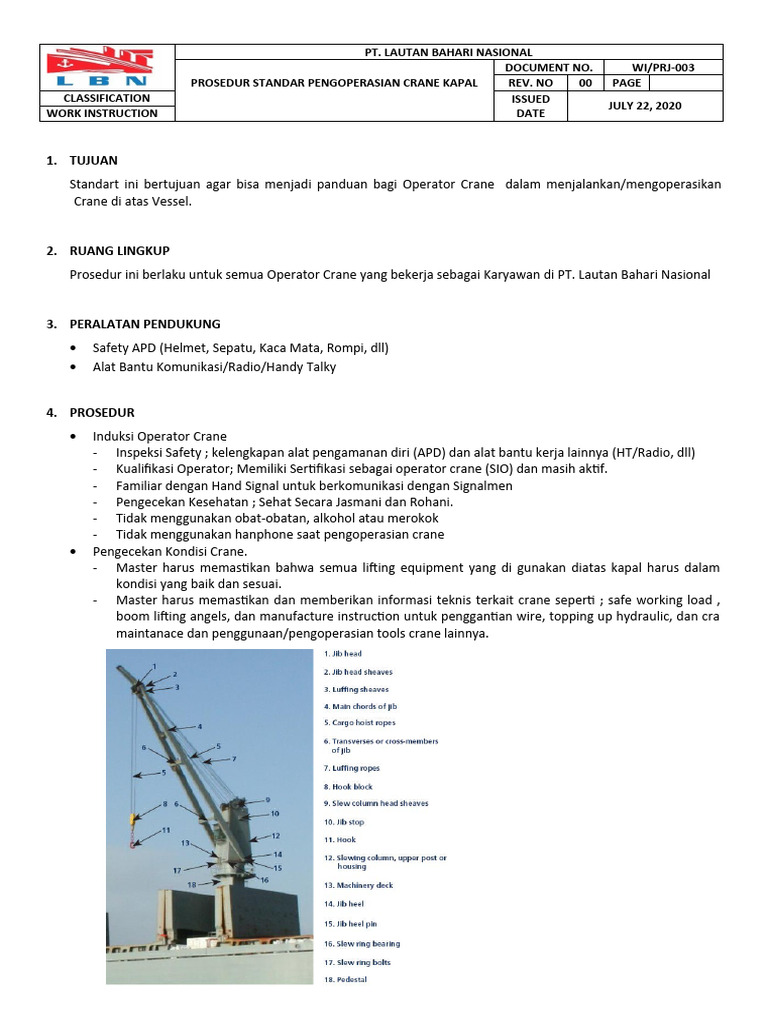 Prosedur Operasi Crane Kapal | PDF