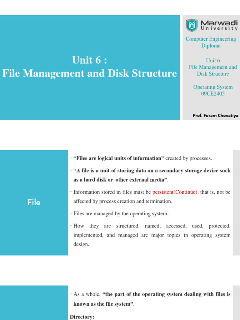 Unit6pdf 2024 03 27 08 31 05 | PDF | Computer File | File System