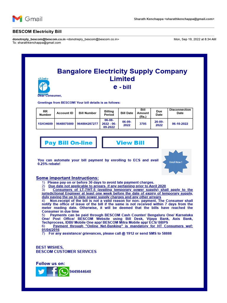 Gmail - BESCOM Electricity Bill | PDF