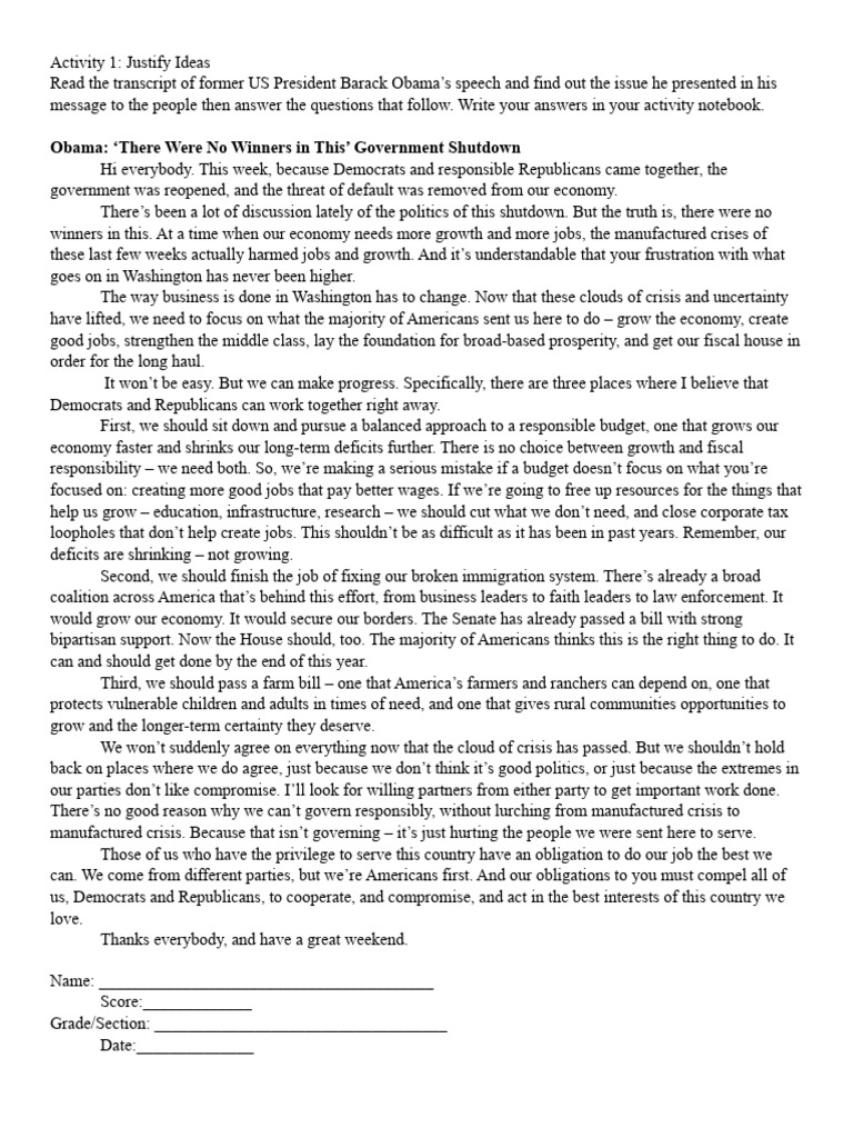 Worksheet On Judging The Soundness of Authors Reasoning | PDF ...