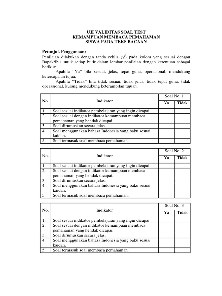 Lembar Validasi Tenten | PDF