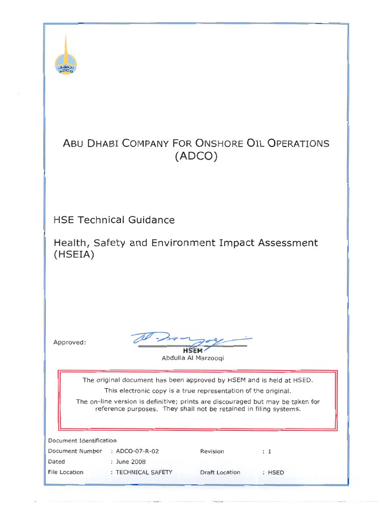 HSEIA Technical Guidance Document | PDF | Risk | Risk Assessment