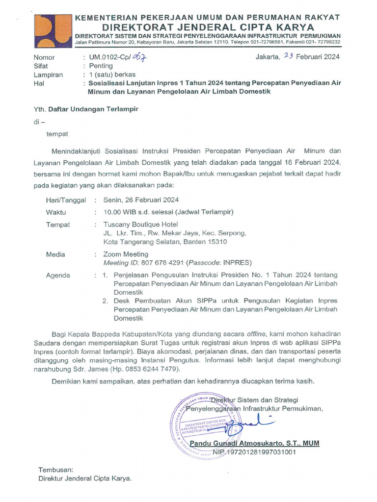 Dir SSPIP No. 067 (CAP) RALAT PESERTA - Undangan Rapat Sosialisasi ...