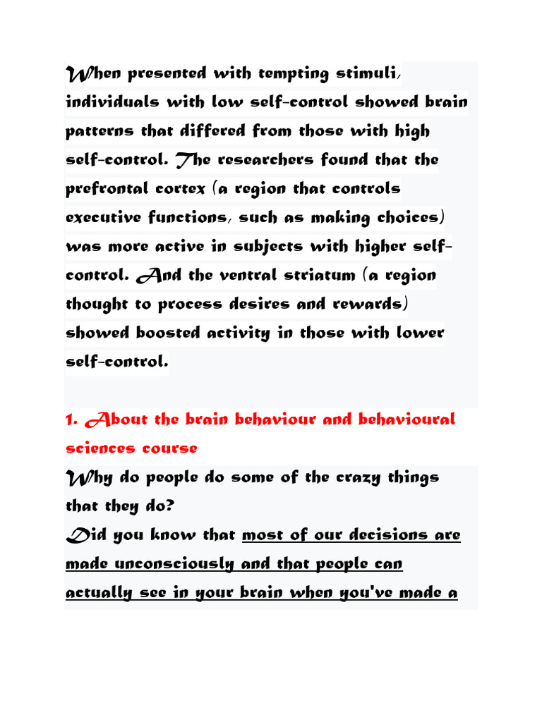 Brain And Behaviour Science Fundamentals Pdf Perception Attention