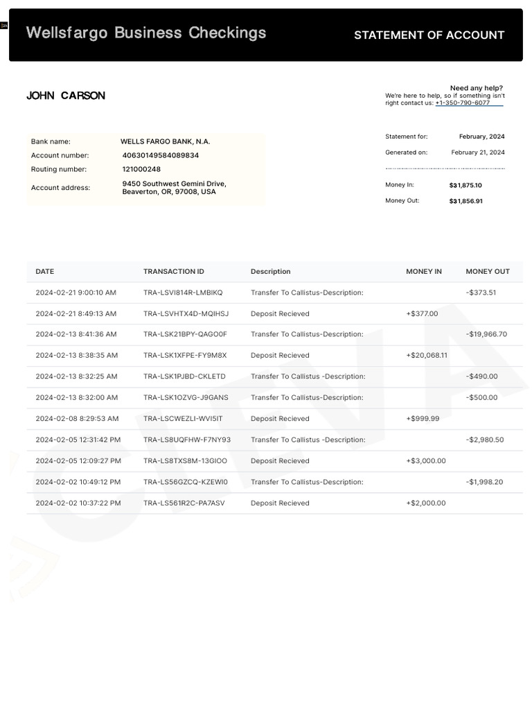 Wellsfargo Statement February 2024 | PDF | Deposit Account | Wells Fargo