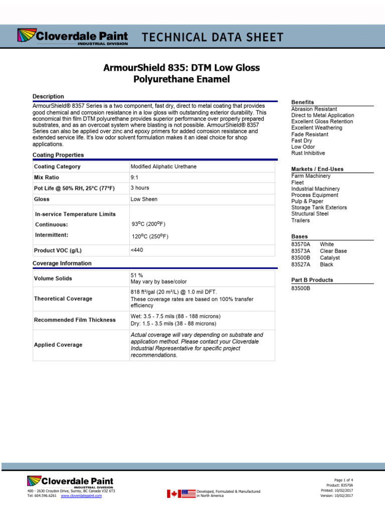 Cloverdale Tds 83570 e | PDF | Coating | Polyurethane