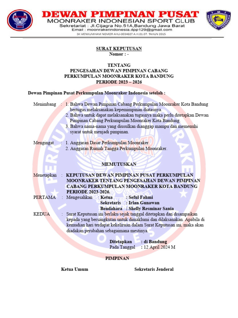 SK DPC Kota Bandung New-1 | PDF