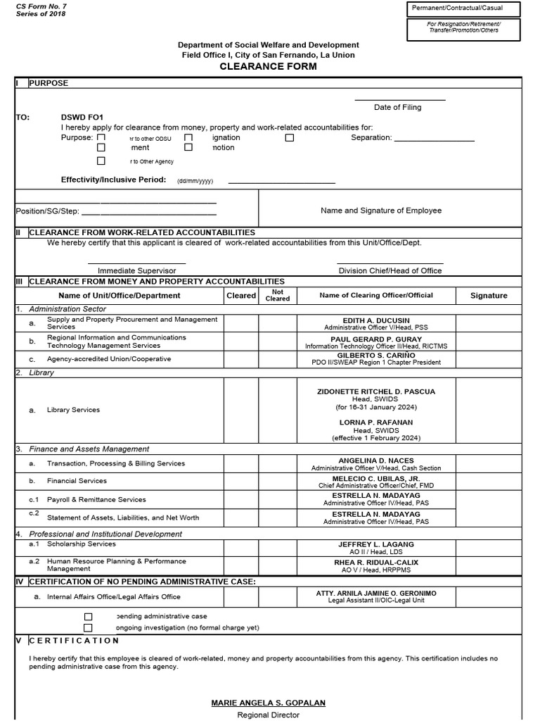 CS Form No. 7 Clearance Form TRAVEL ABROAD | PDF | Economies | Business