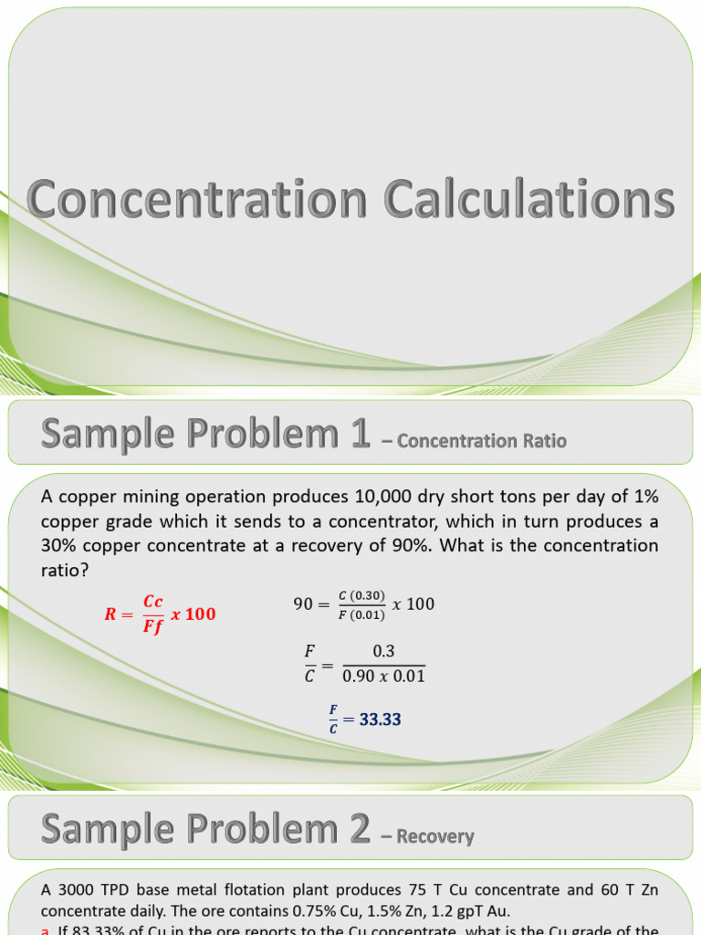 Topic 6 Concentration Calculations | PDF | Mining | Metals