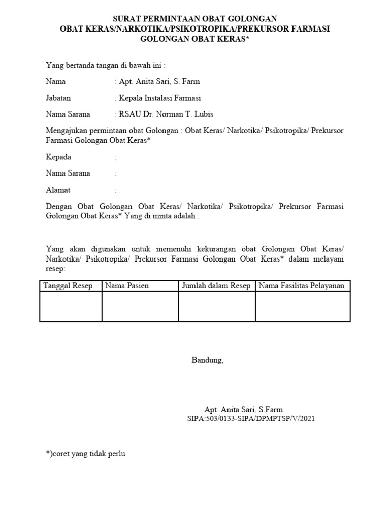 Surat Kekosongan Obat Pdf
