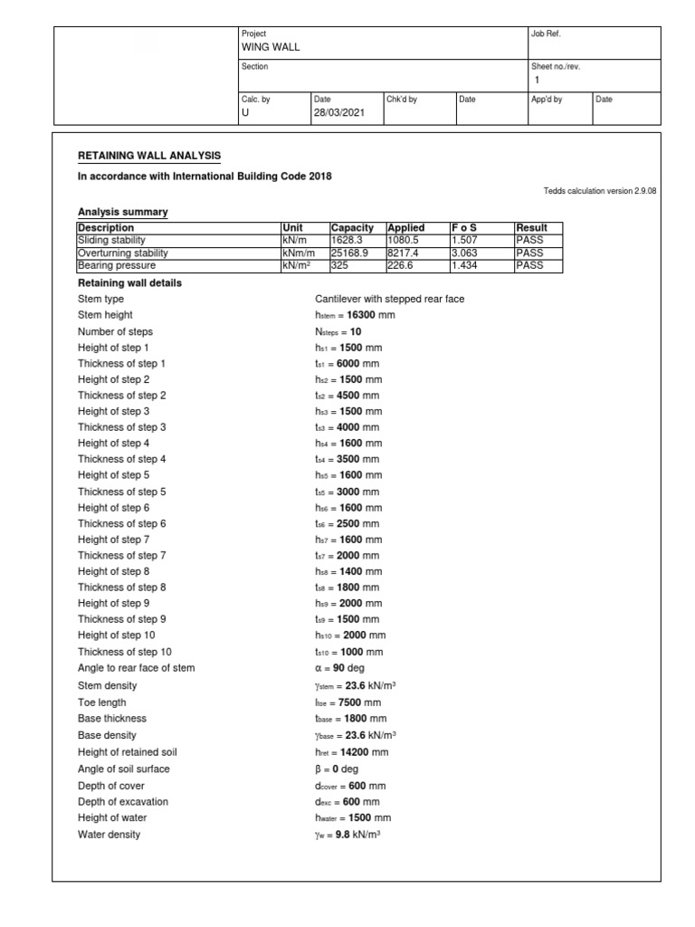 Stepped Rear Face Retaining Wall | PDF | Friction | Civil Engineering