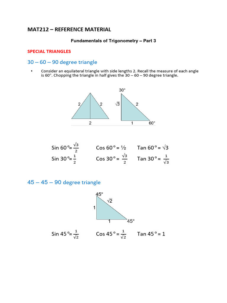 Fundamentals of Trigonometry - Part 3 | PDF | Triangle | Trigonometry