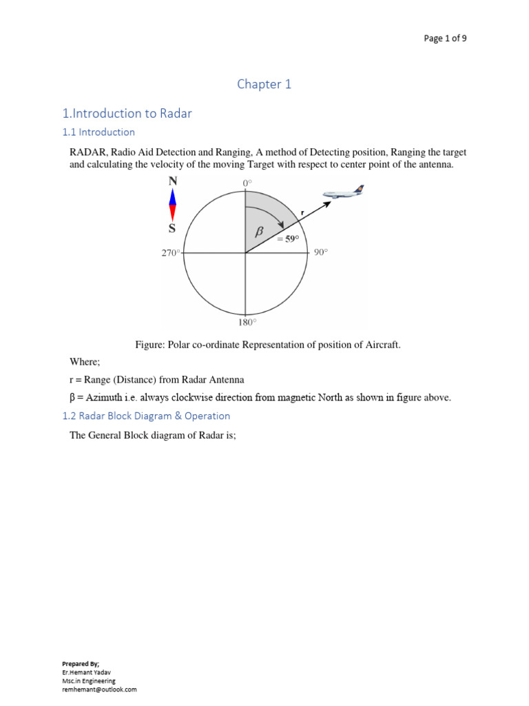 RT-CH 1 - Introduction To Radar | PDF | Radar | Transmitter