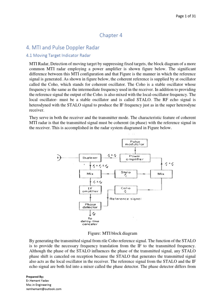 MTI vs Pulse Doppler Radar Explained | PDF | Radar | Detector (Radio)