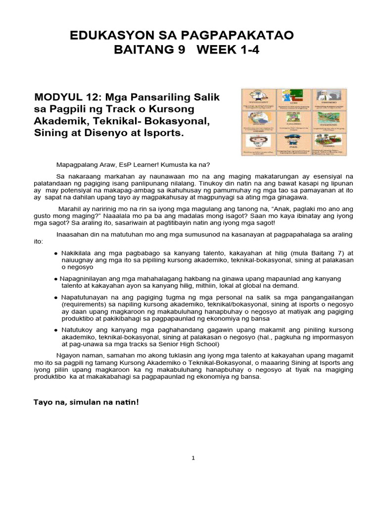 Esp9 Las Fourth Quarter Week 1 4 | PDF