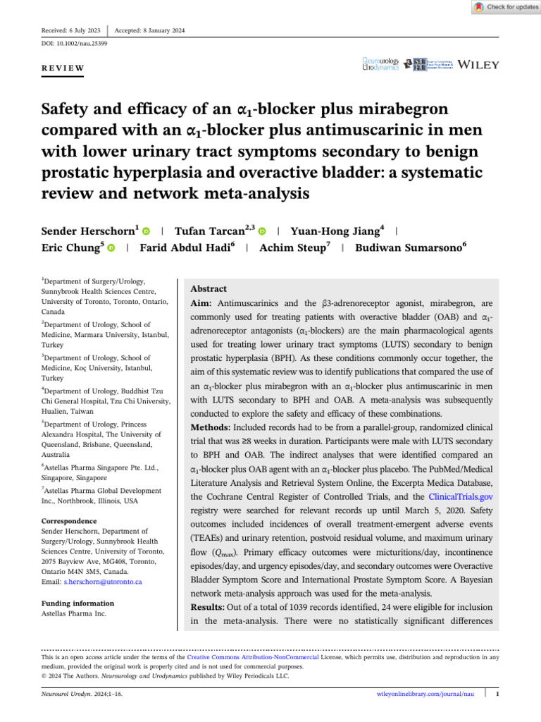 Neurourology and Urodynamics - 2024 - Herschorn - Safety and Efficacy ...