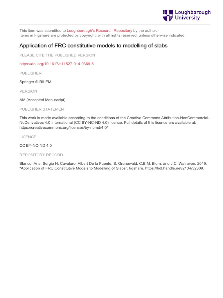 Application of FRC Constitutive Models To The Modelling of Slabs-R01SH ...