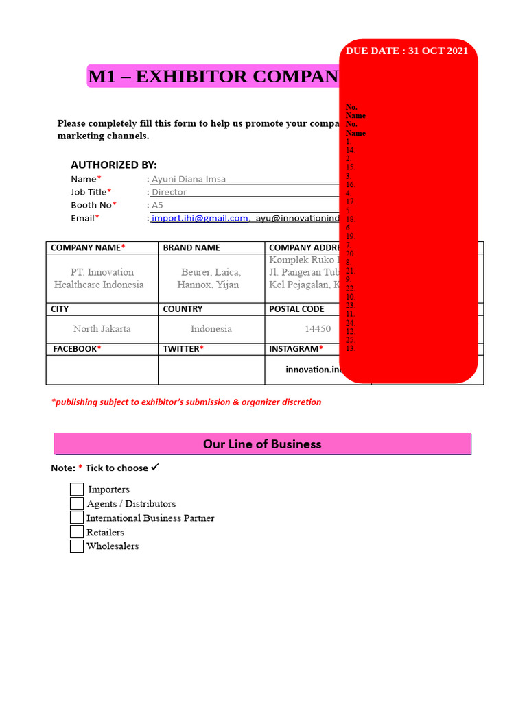 IMBEX - Marketing Form | PDF | Clothing