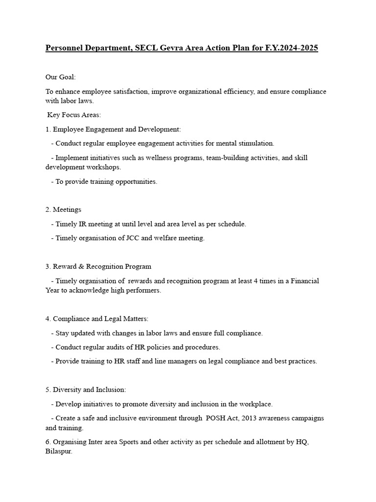 Action Plan | PDF | Employment | Regulatory Compliance