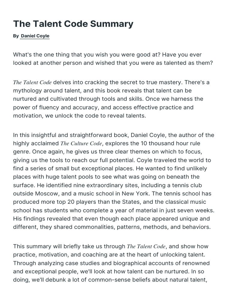 The Talent Code | PDF | Brain | Disciplines