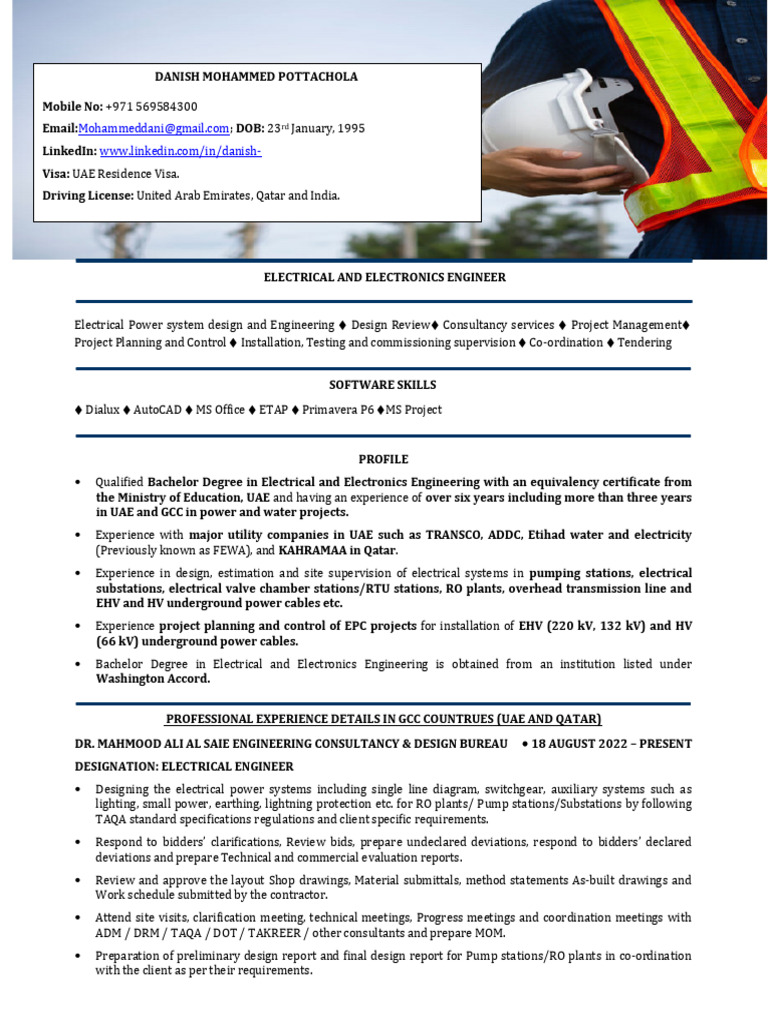 Danish Mohammed Resume Pdf Electrical Substation Electricity