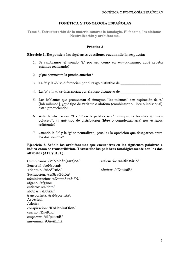 FyF T3 Practica | PDF | Fonema | Fonología
