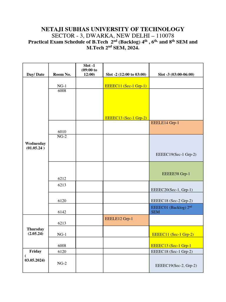 Practical 2024 Schedule Upload | PDF