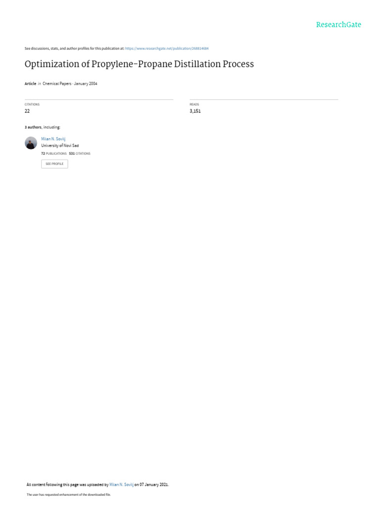 Optimization Propylene Propanedistillation Process | PDF | Distillation ...