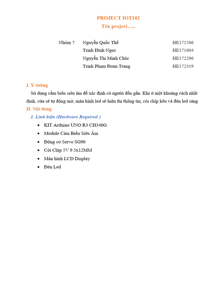 Báo Cáo Project IOT | PDF