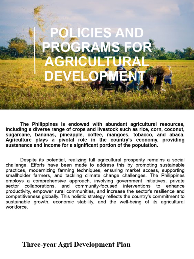 Policies and Programs For Agricultural Development | PDF | Agriculture ...