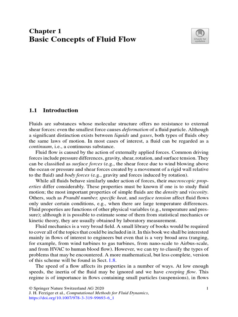 1 Basic Concepts of Fluid Flow | PDF | Fluid Mechanics | Fluid Dynamics