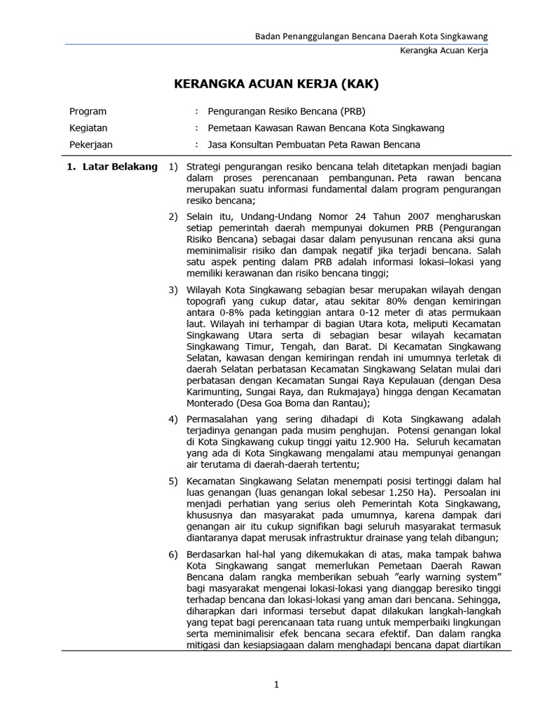 KAK Peta Rawan Bencana | PDF
