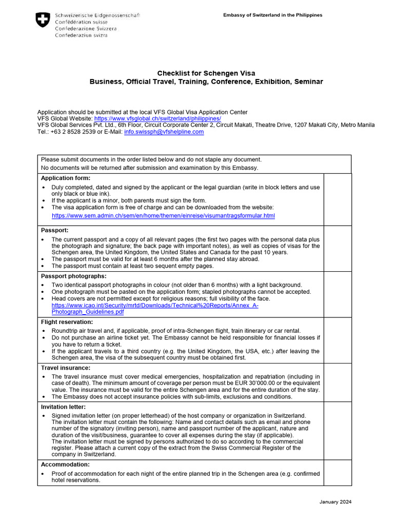 Checklist-For-Business Visa Schengen | PDF | Travel Visa | Passport