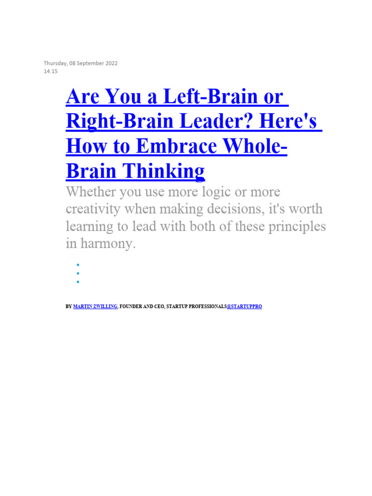 Are You A Left-Brain or Right-Brain Leader Here's How To Embrace Whole ...