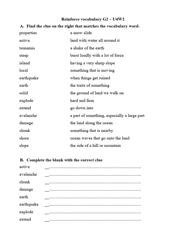 Reinforce Vocabulary G2 | Download Free PDF | Earth | Natural Sciences