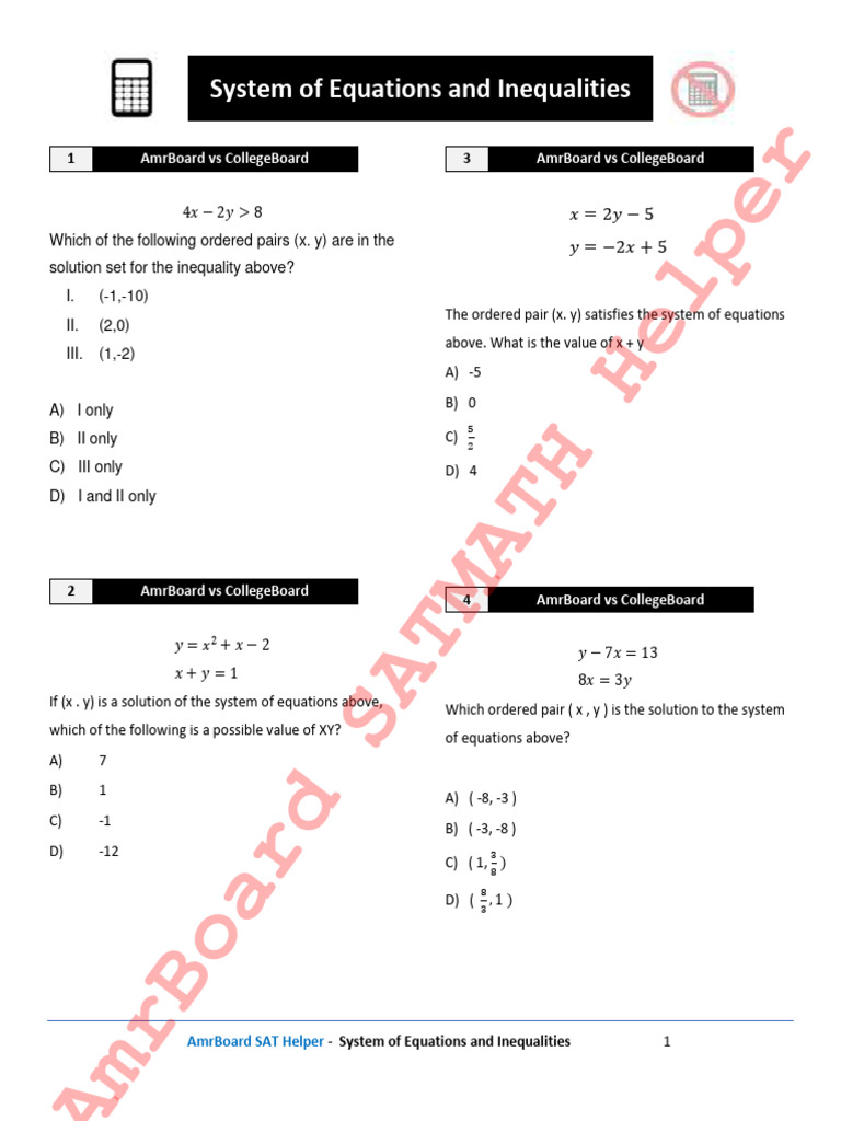 4 - System of Equations and Inequalities | PDF | Equations | Inequality ...