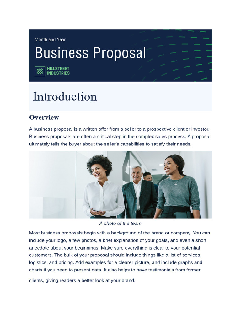 Business Proposal Template | Download Free PDF | Sales | Market (Economics)