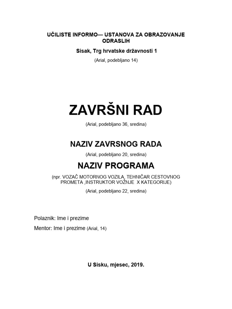Shema Za Završni Rad-Informo | PDF