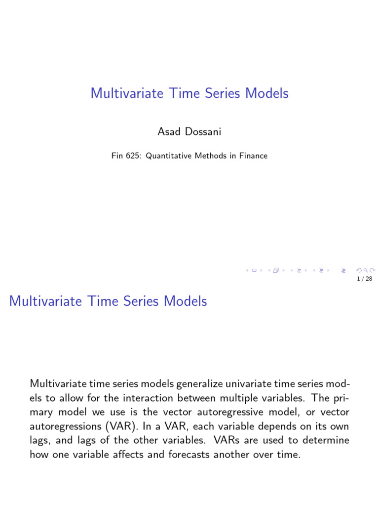 Multivariate Time Series Models | Download Free PDF | Vector Autoregression | Covariance Matrix