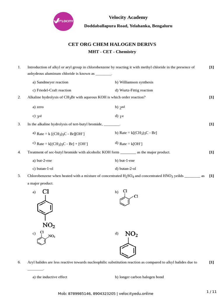 CET Org Chem Halogen Derivs | PDF | Chemical Reactions | Chloroform