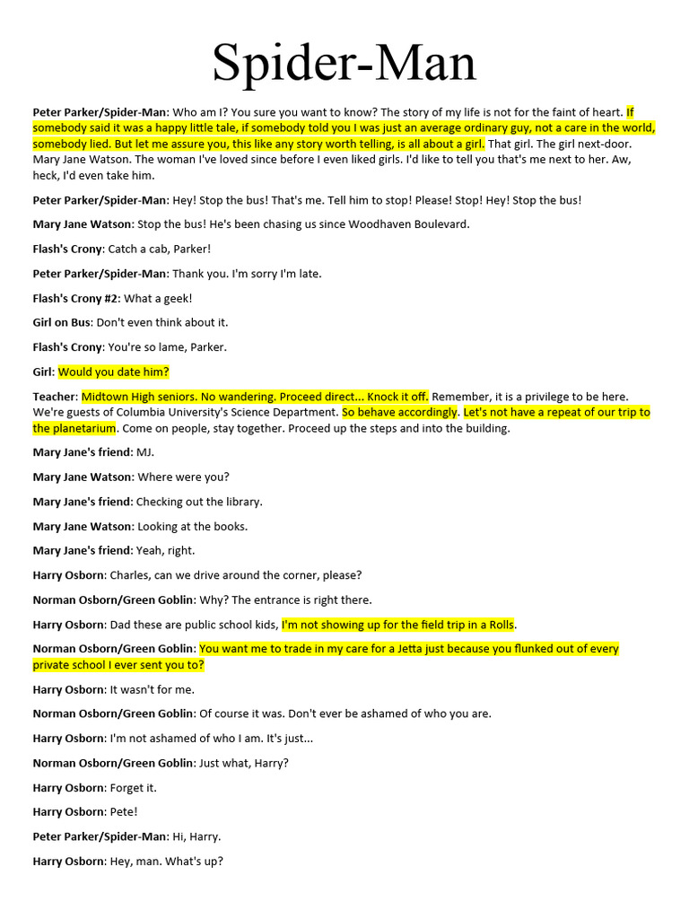 Spider Man | PDF | Spider Man | Characters Created