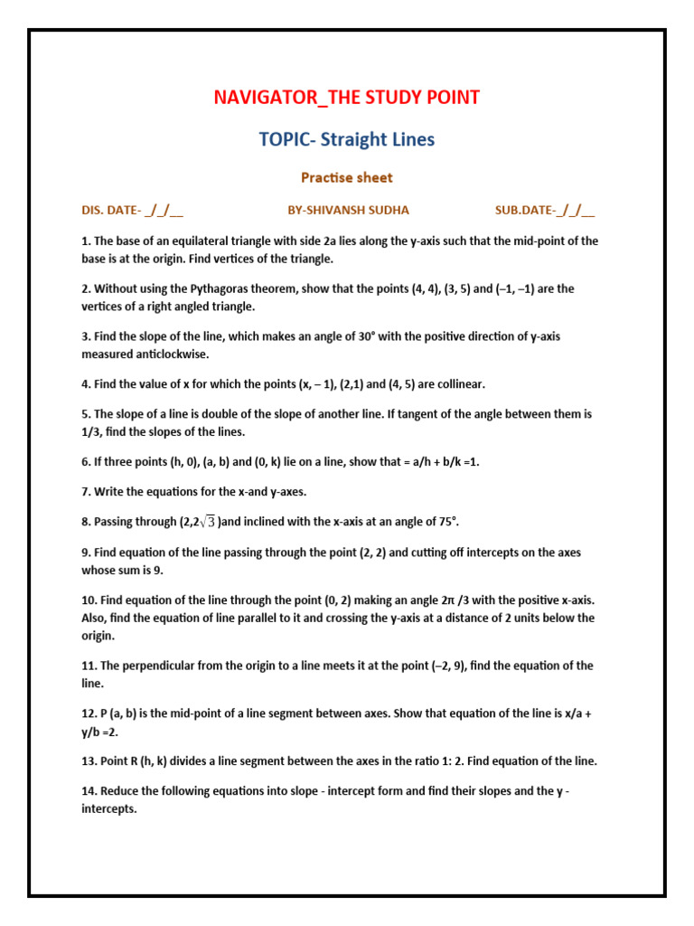 Straight Line | Download Free PDF | Triangle | Slope