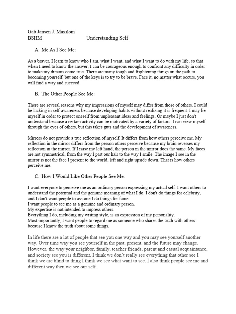 Assignment | PDF | Mirror | Self Awareness